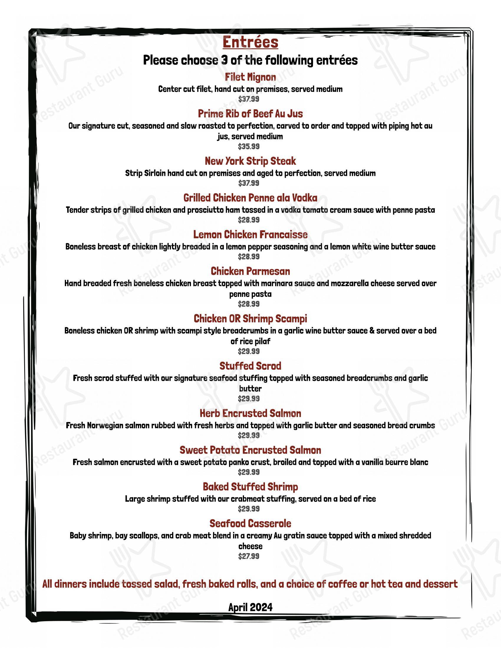 Menu at Raindancer Restaurant, Amsterdam, NY-30