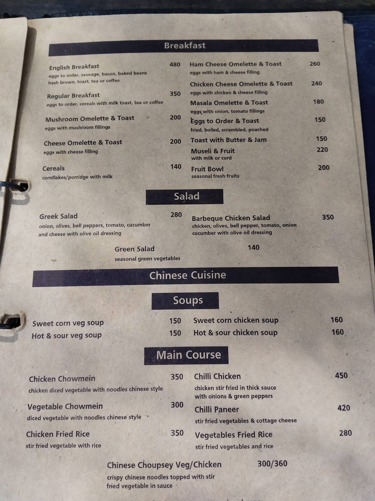 Menu at Raja Cafe Restaurant, Khajuraho