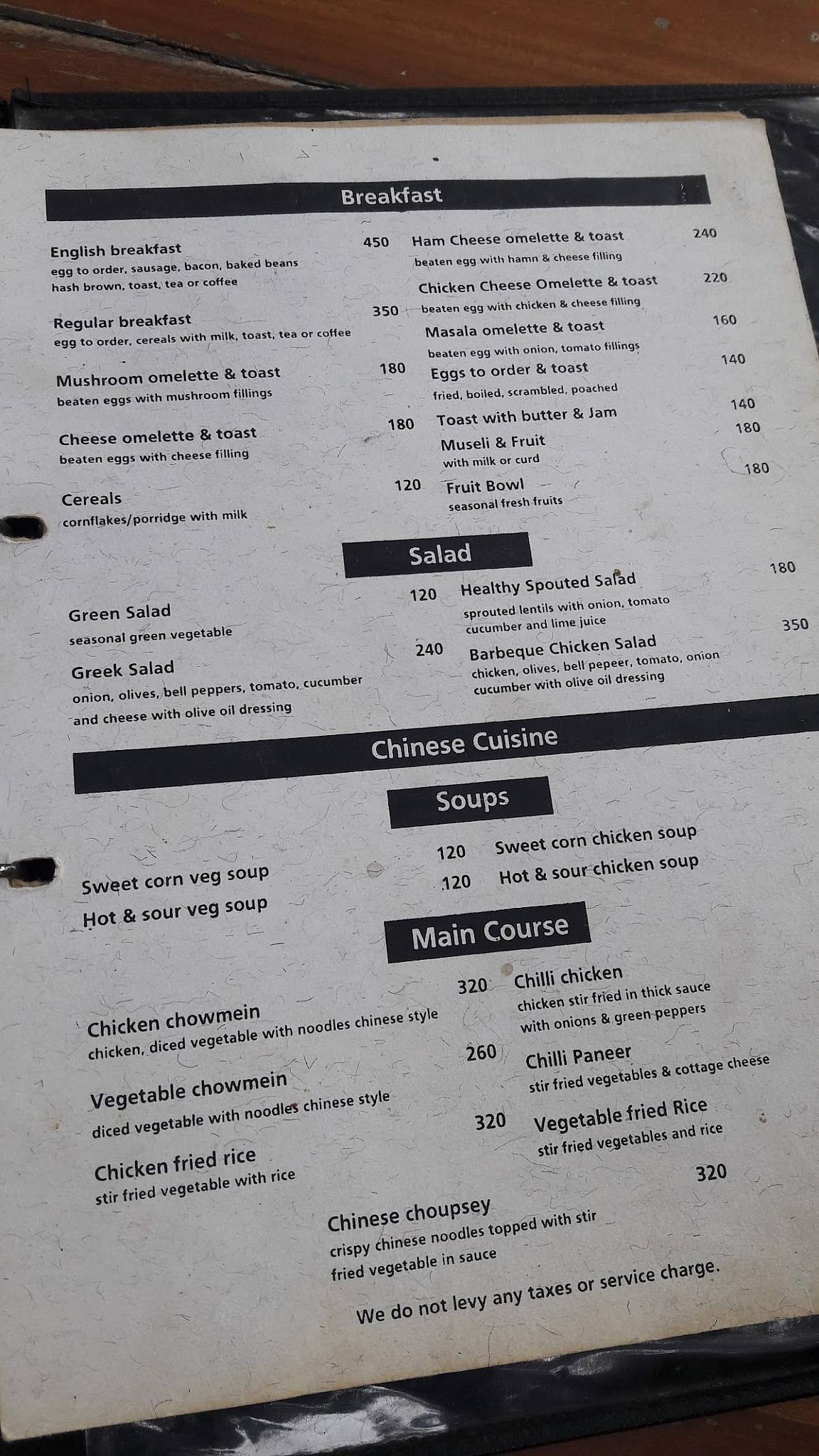 Menu at Raja Cafe Restaurant, Khajuraho