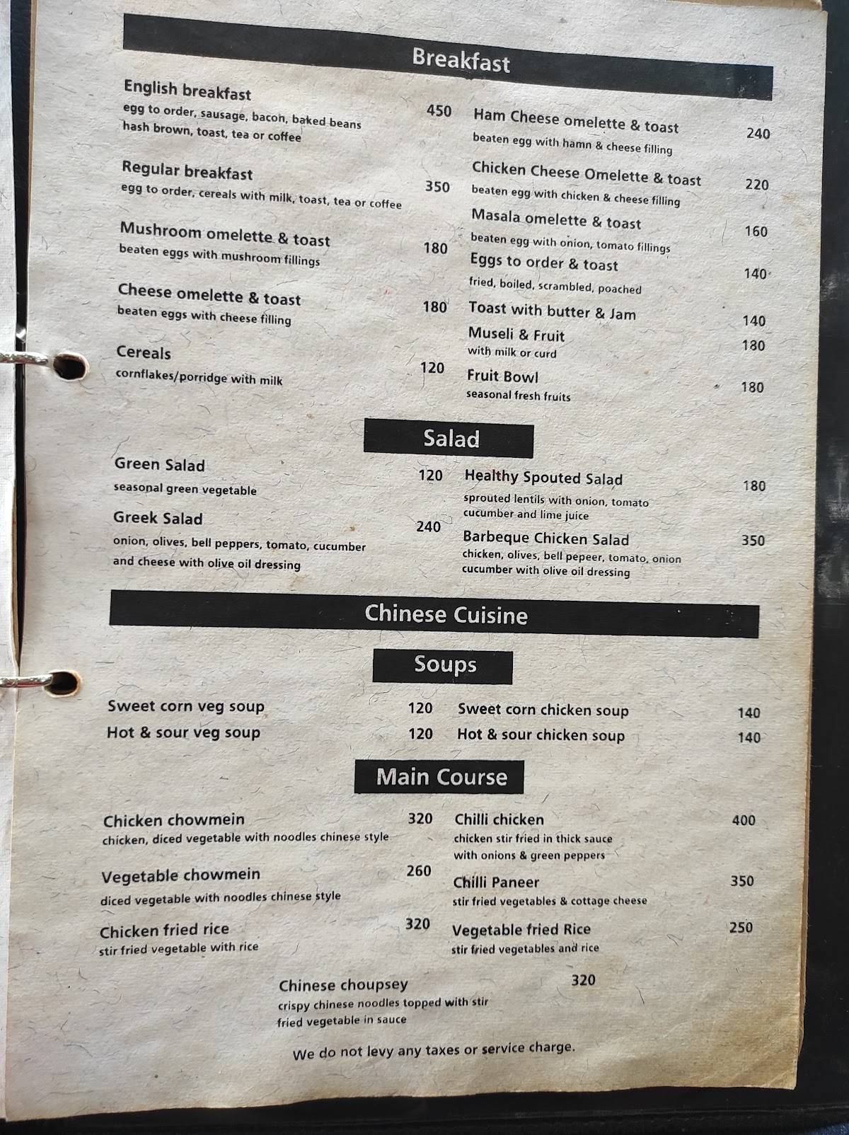 Menu at Raja Cafe Restaurant, Khajuraho