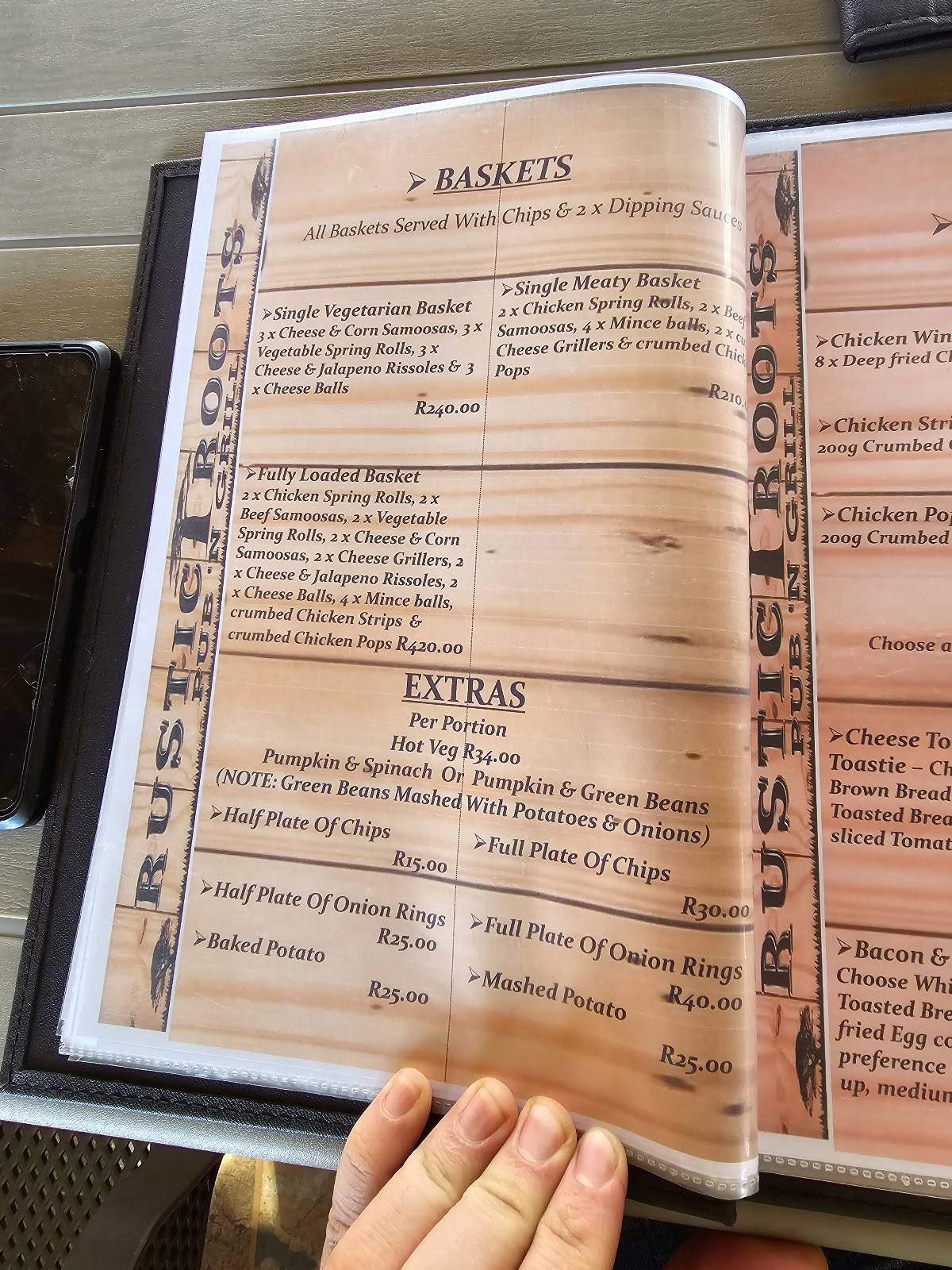 Menu at Rustic Roots Family Restaurant, Randfontein