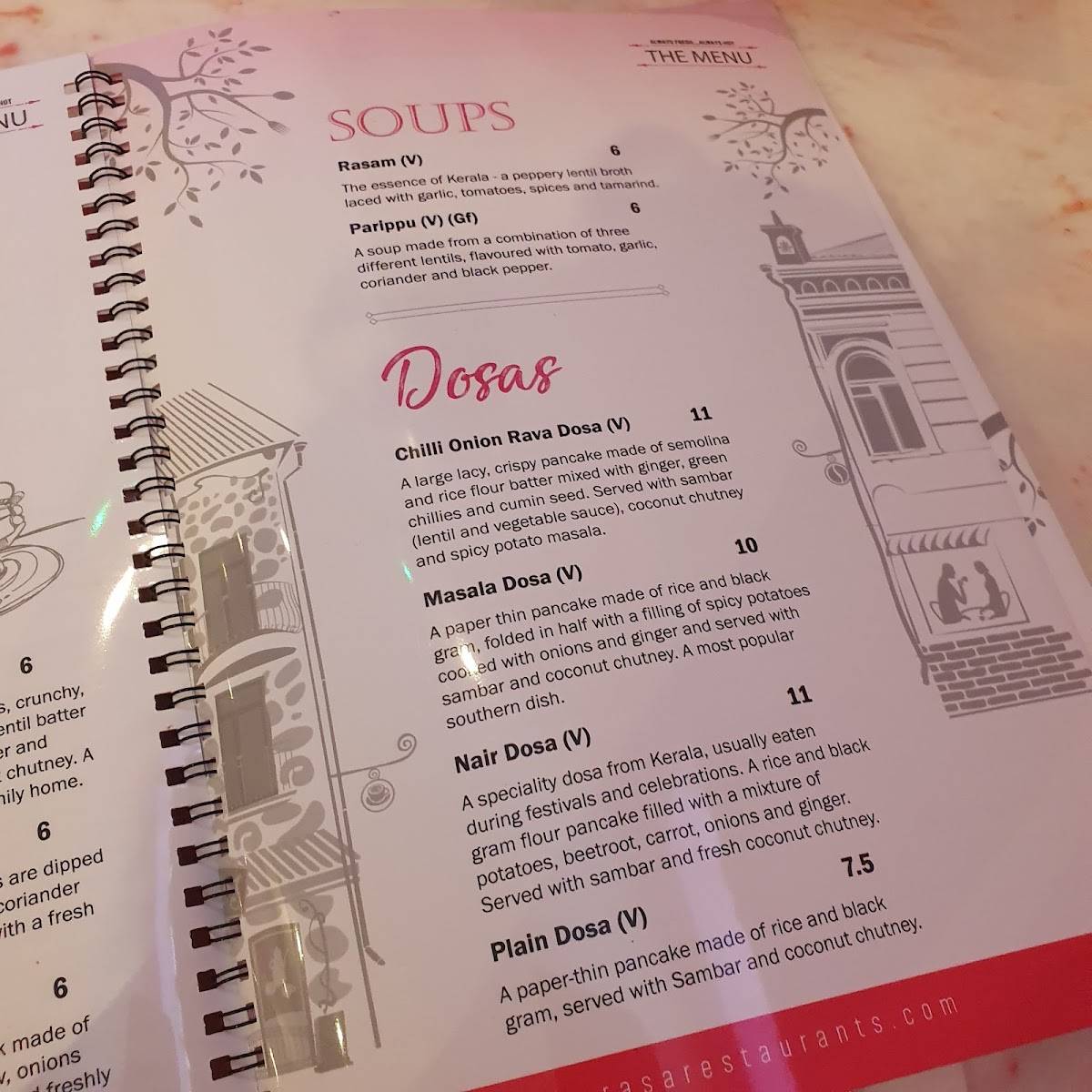 Menu at Rasa restaurant, London, 55 Stoke Newington Church St