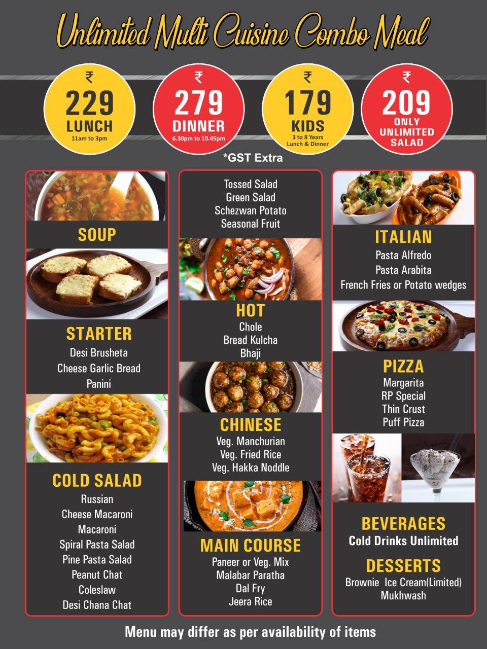Menu at Real Paprika, Indore, 181-182 PU-4 Scheme No. 54