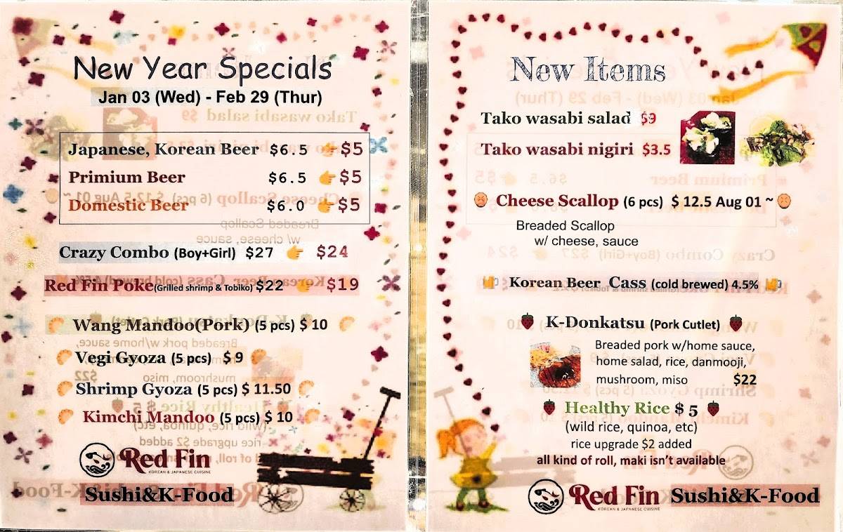 Menu at Red Fin Sushi & K-Food restaurant, Castlegar