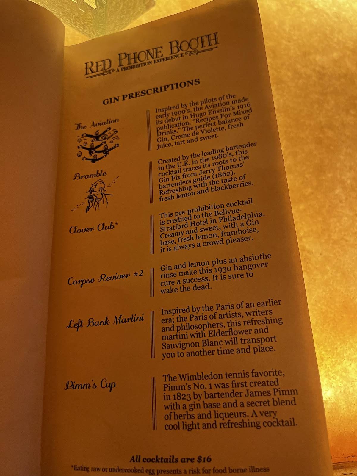 Menu at Red Phone Booth - The Colony pub & bar, The Colony