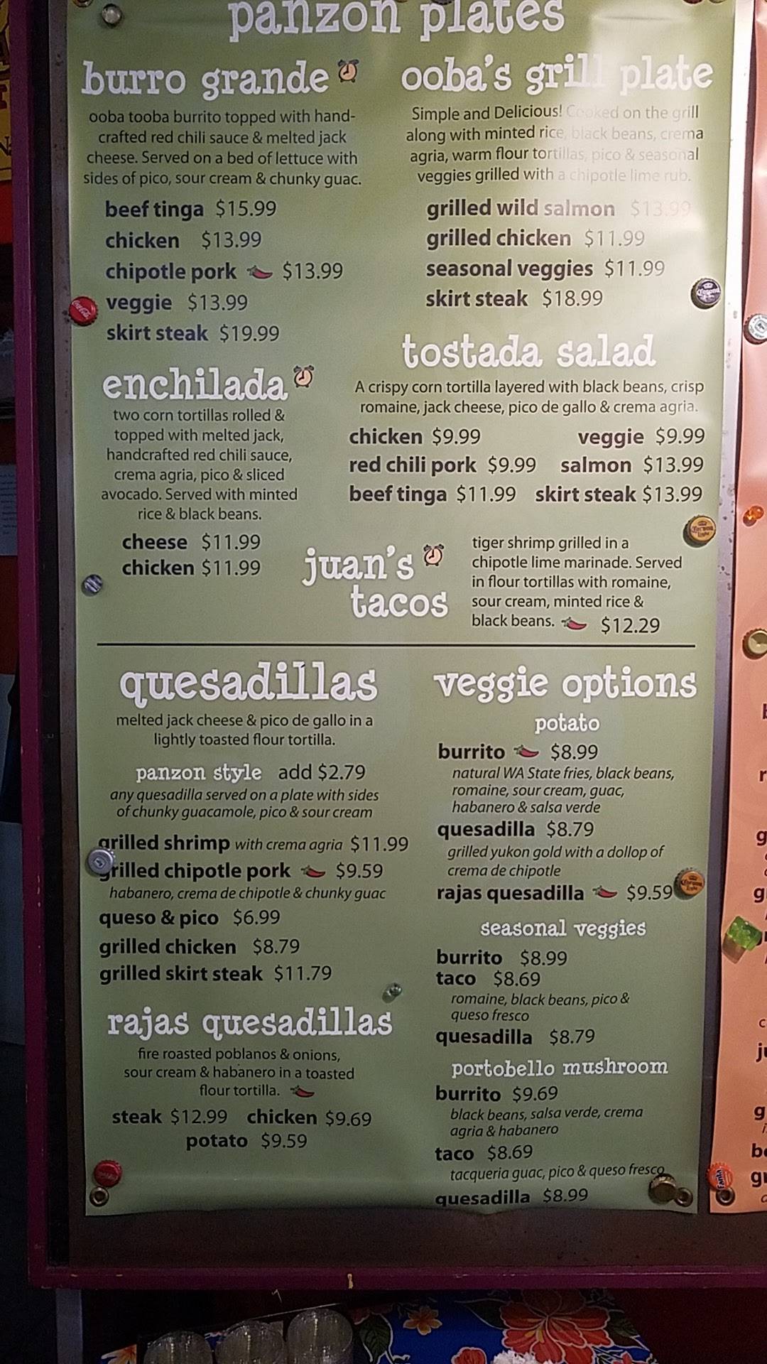 Menu at Ooba Tooba restaurant, Redmond, NE 83rd St