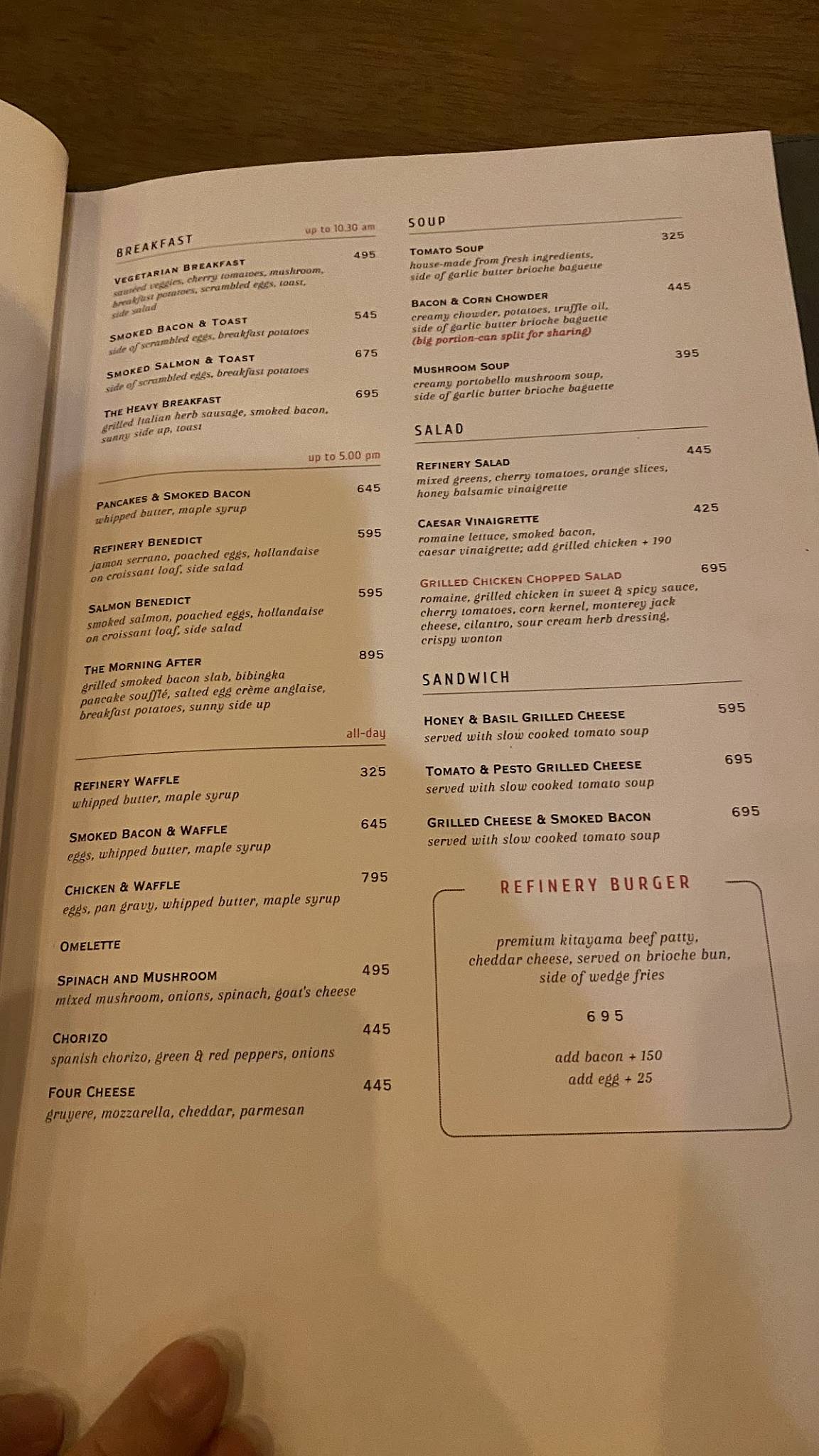 Menu at Refinery cafe, Makati, Joya Lofts & Towers