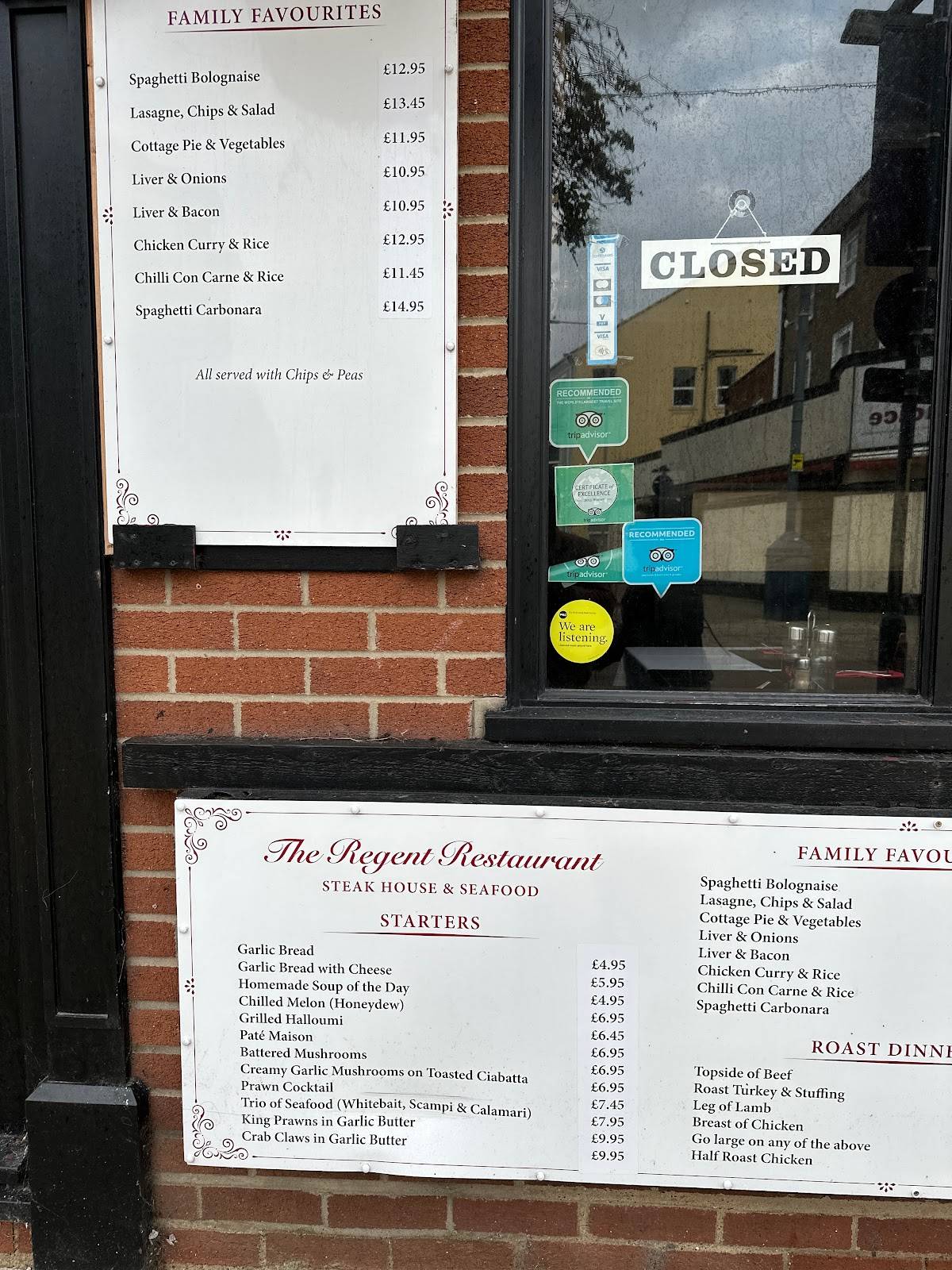 Menu at Regent Restaurant, Great Yarmouth