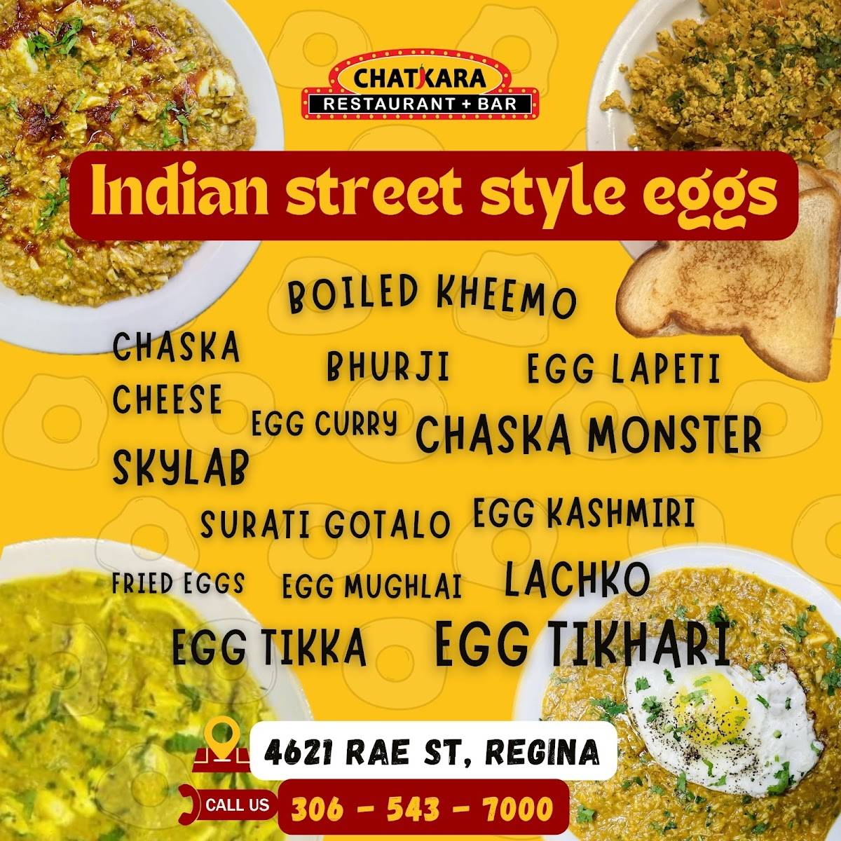 Menu at Chatkara Restaurant + Bar, Regina
