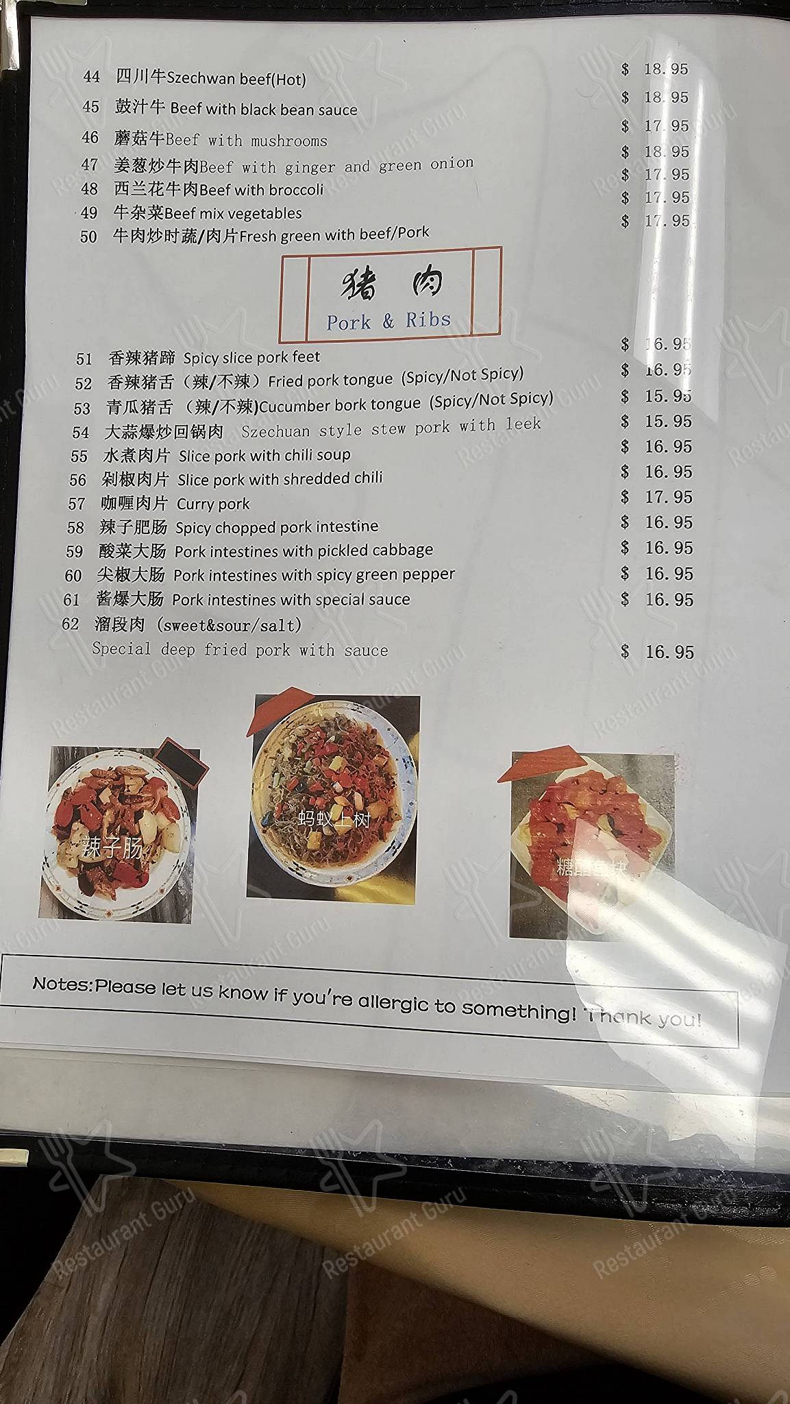 Menu at Chinese Lantern Restaurant红灯笼中餐厅, Regina