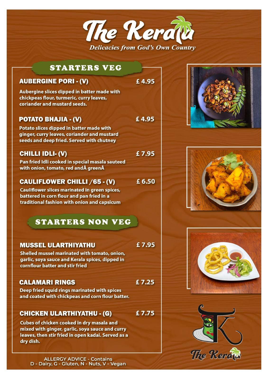 Carta del restaurante The Kerala, Reigate