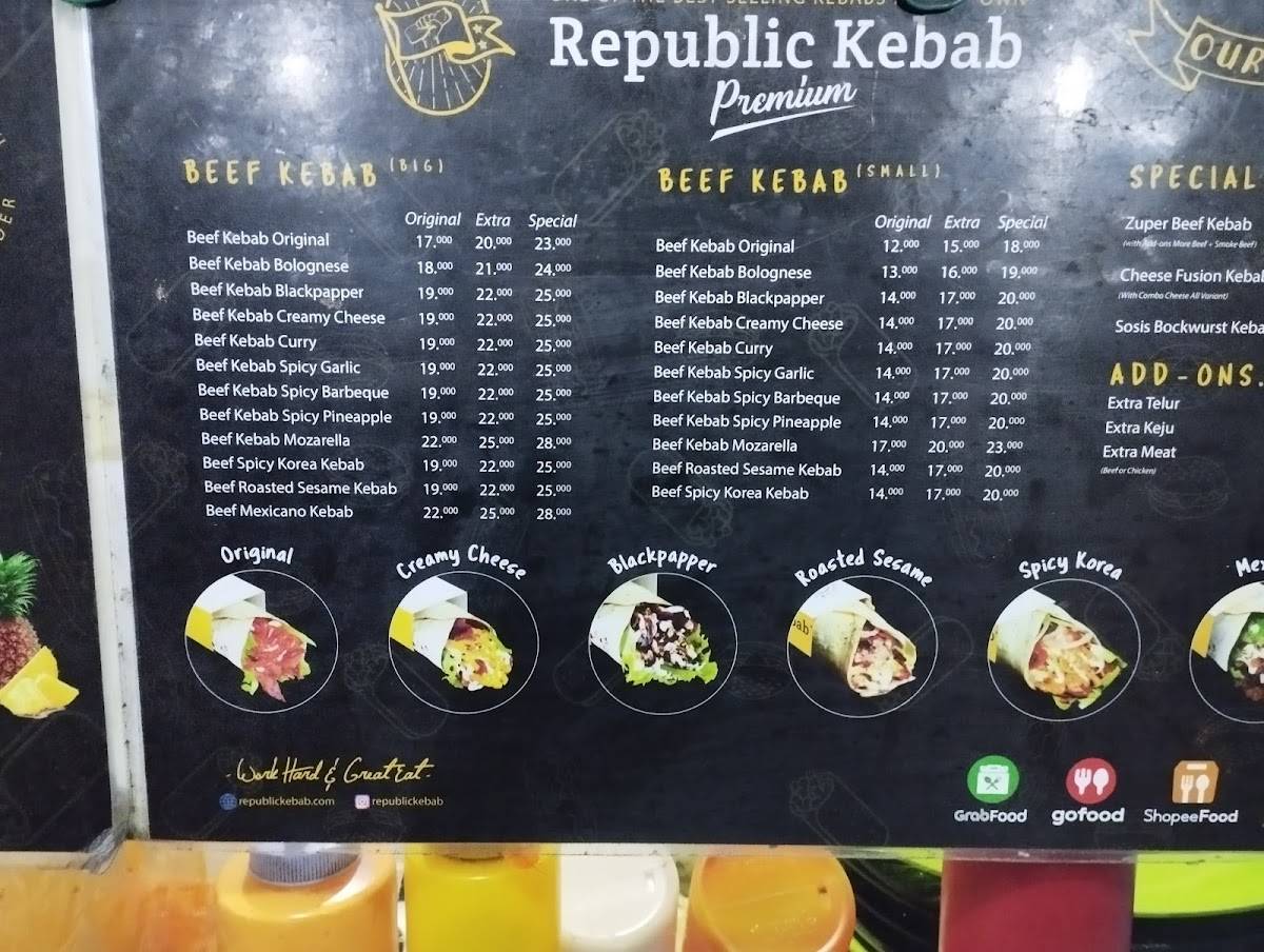 Carta de Republic kebab premium, gunung batu, Bandung