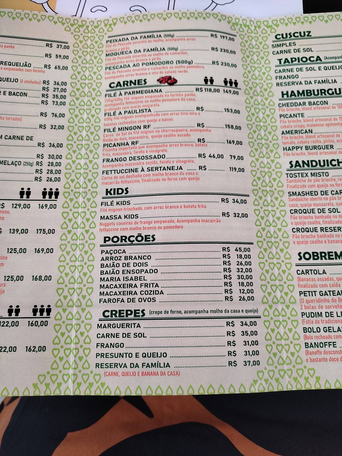 Menu em Reserva da Família restaurante, Teresina