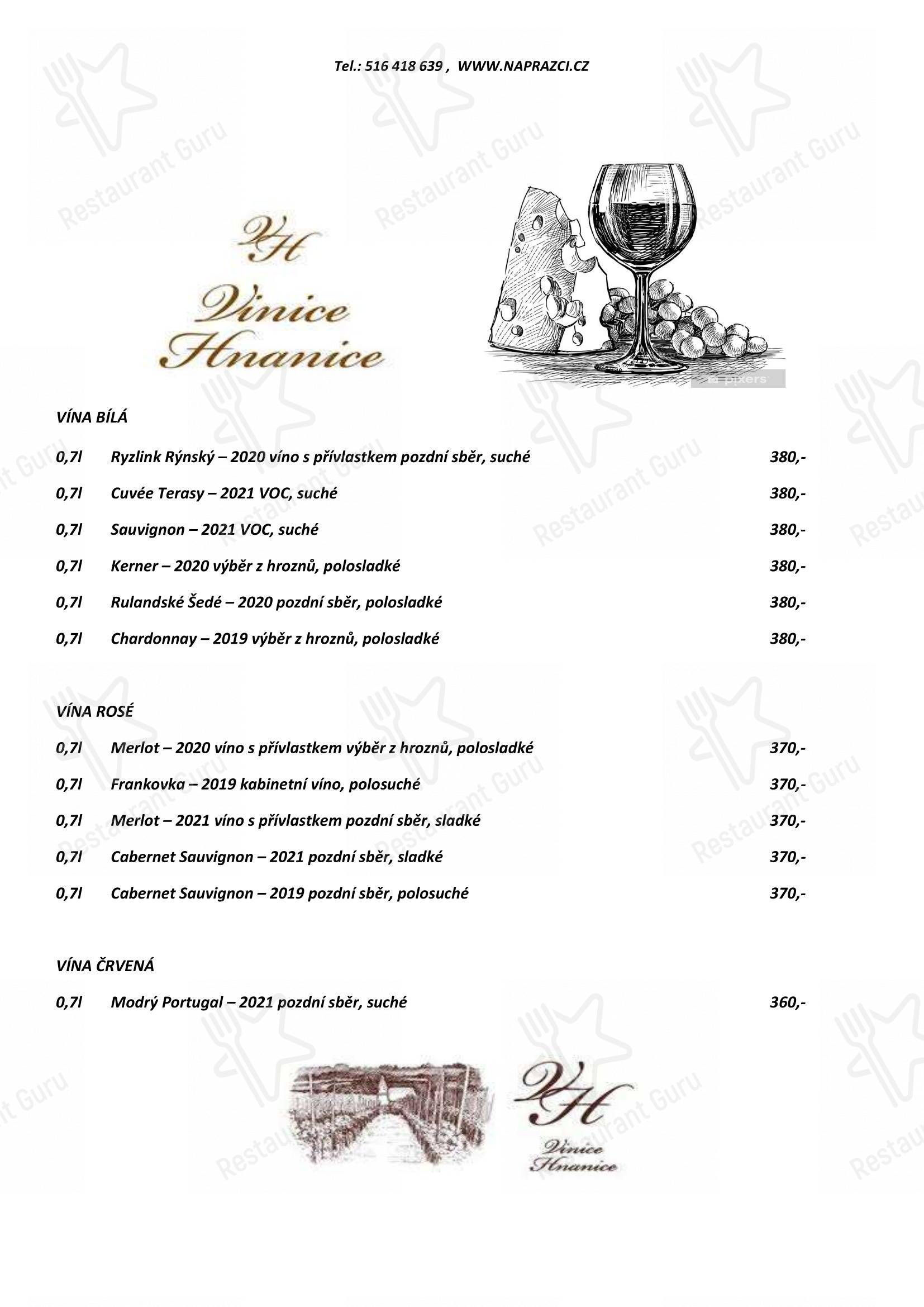 Menu at Restaurace NA PRAŽCI restaurant, Blansko