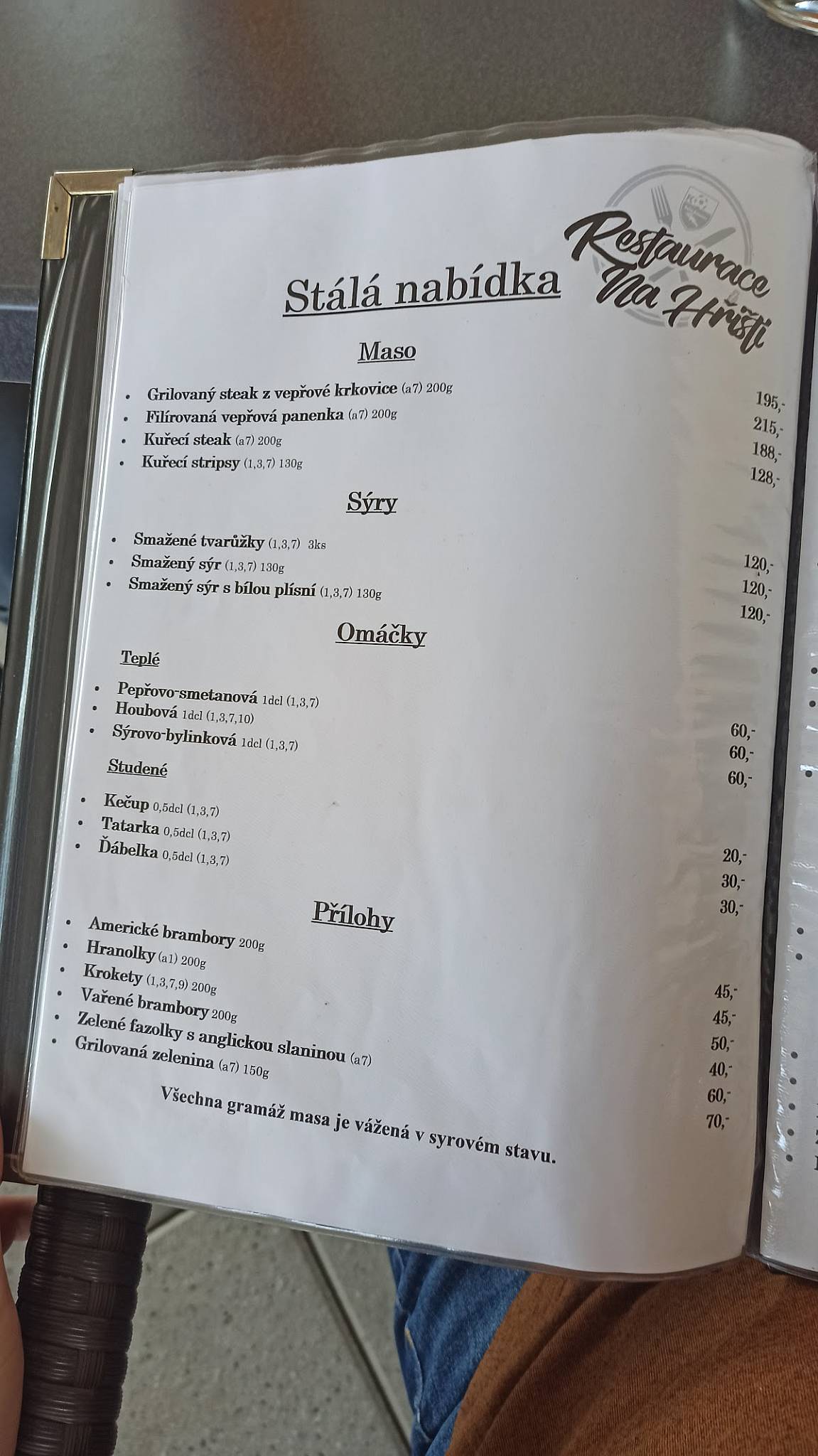 Menu at Restaurace Na Hristi restaurant, Dolní Benešov, Osada míru 747 22