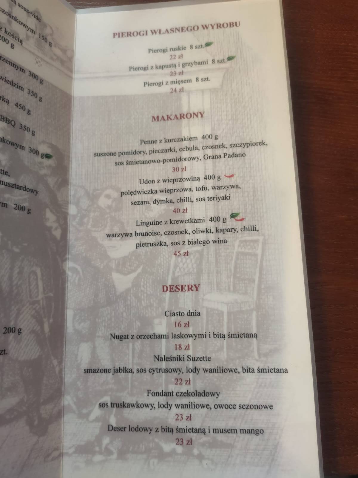 Menu at Restauracja Ordynata Rozwadów restaurant, Stalowa Wola
