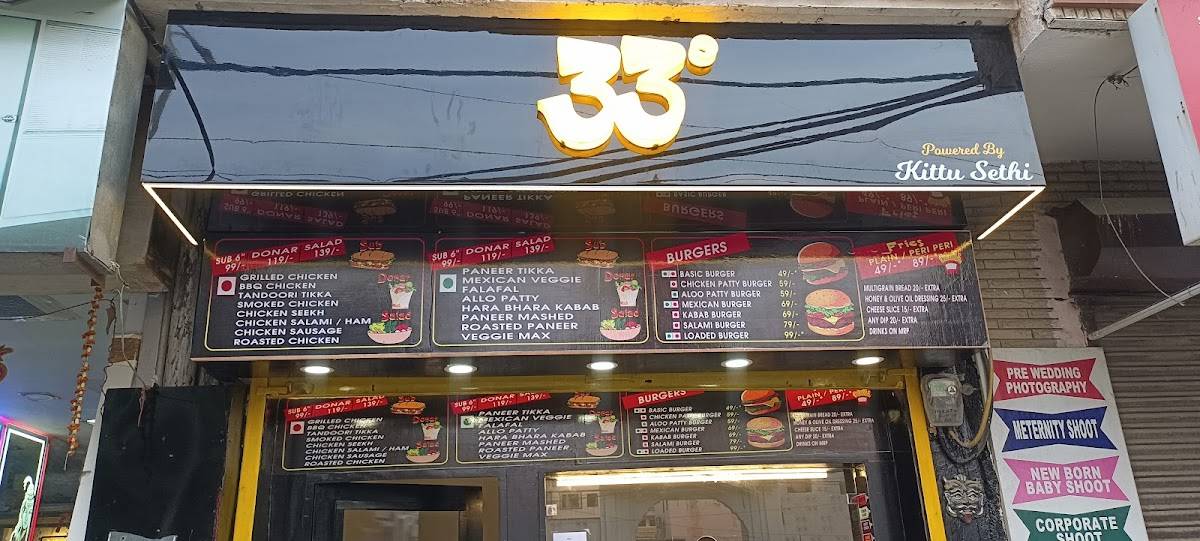 Menu at 33 degree, New Delhi