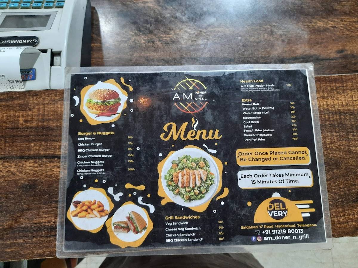 Menu at A.M. Donër and Grill, Hyderabad