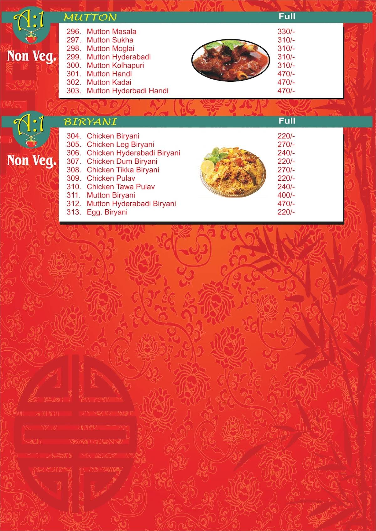 Menu at A1 Chinese Family Restaurant, Mumbai