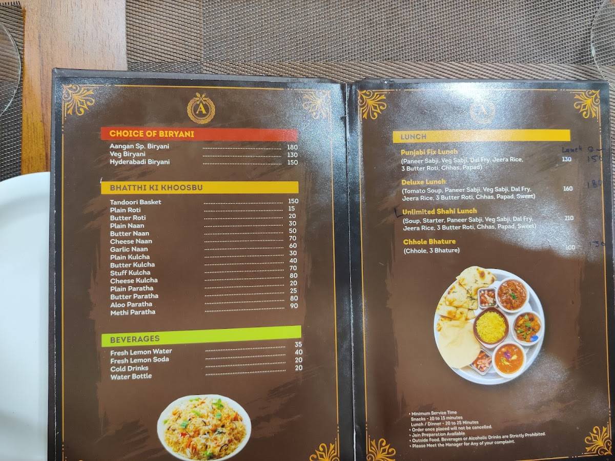 Menu at Aangan Restaurant, Ahmedabad