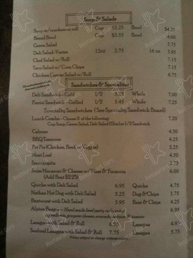 Menu at Alpine Grind, Spokane, 810 N Monroe St