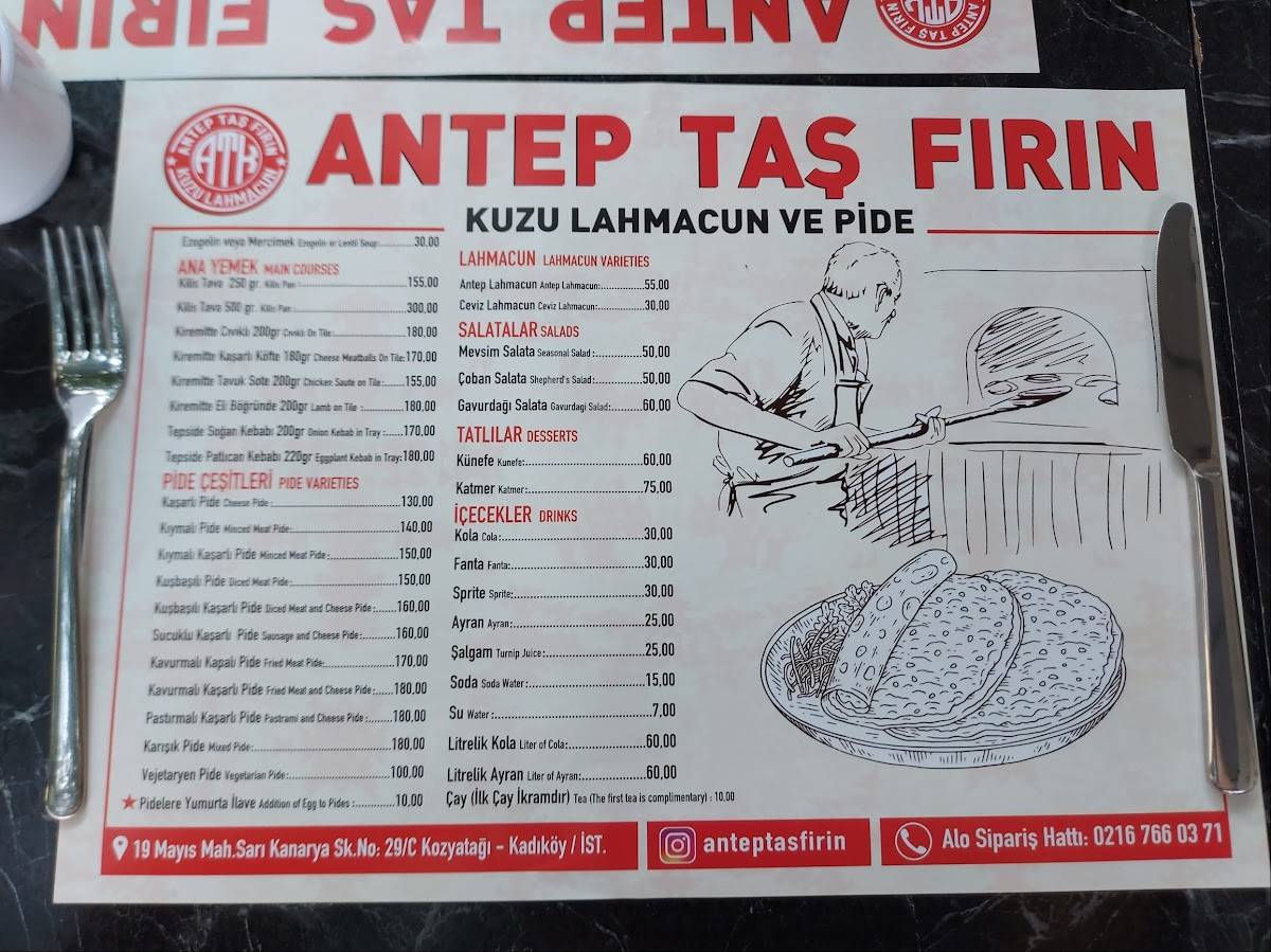Carta de Antep Taş Fırın Kuzu Lahmacun & Pide, Estambul
