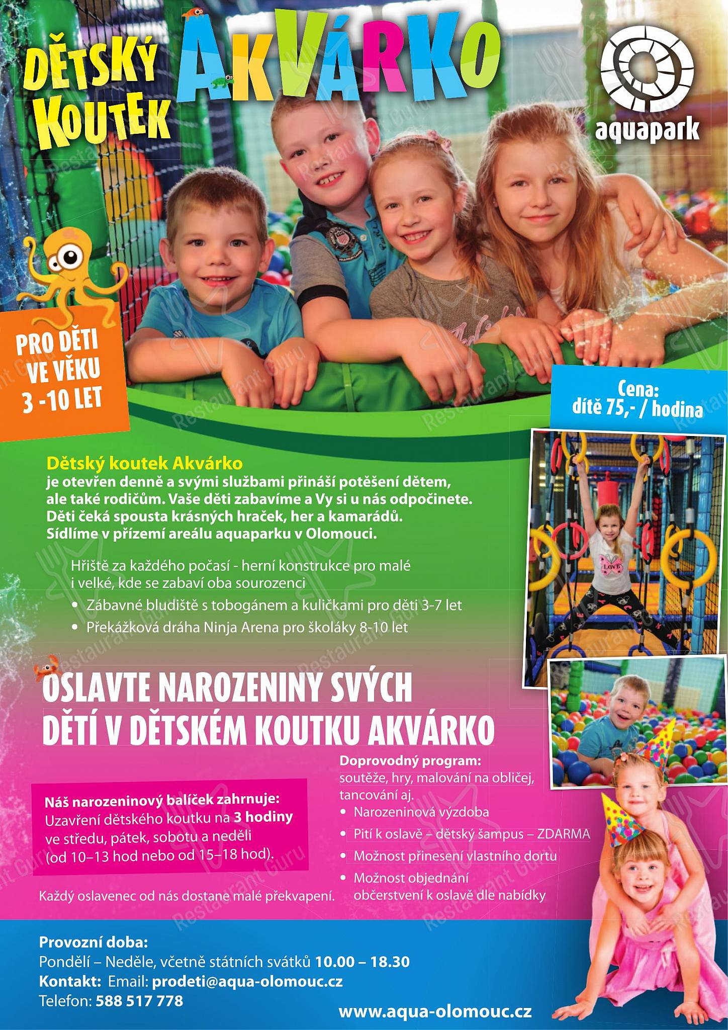 Menu at Restaurace Aquapark restaurant, Olomouc, Kafkova 526/21