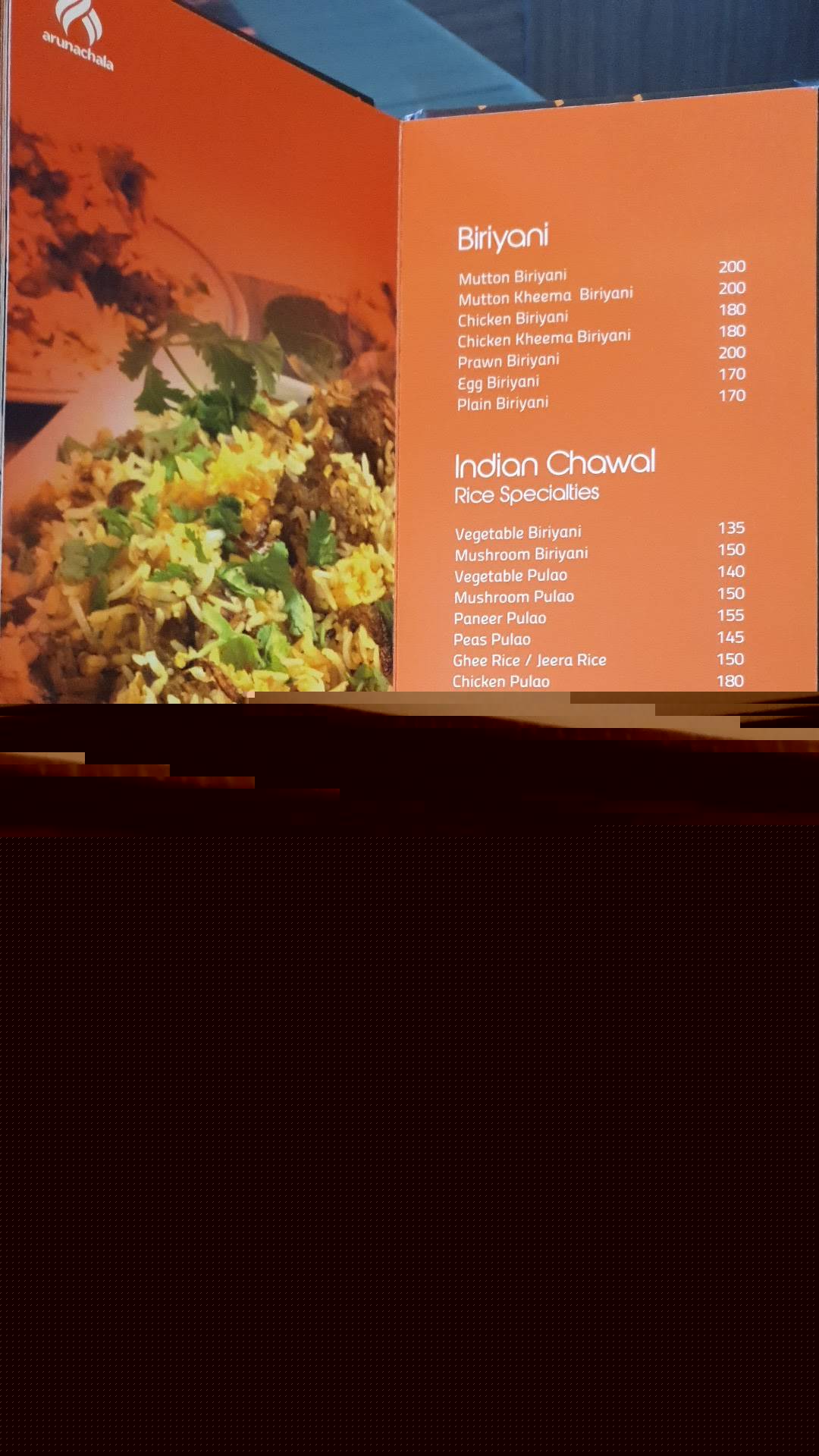 Menu at Arunachala-Incredible Indian Cuisine, Karur