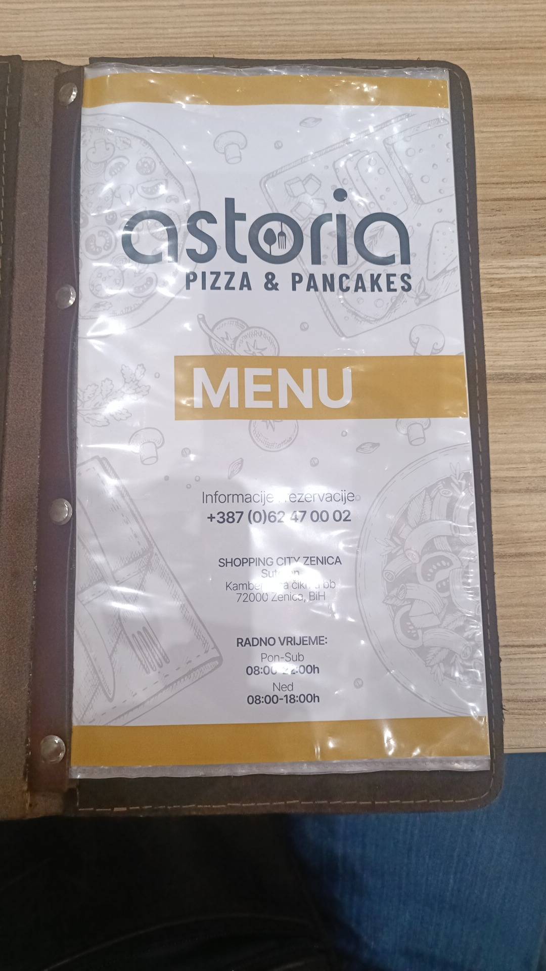 Menu at Astoria Pancakes and Pizza restaurant, Zenica