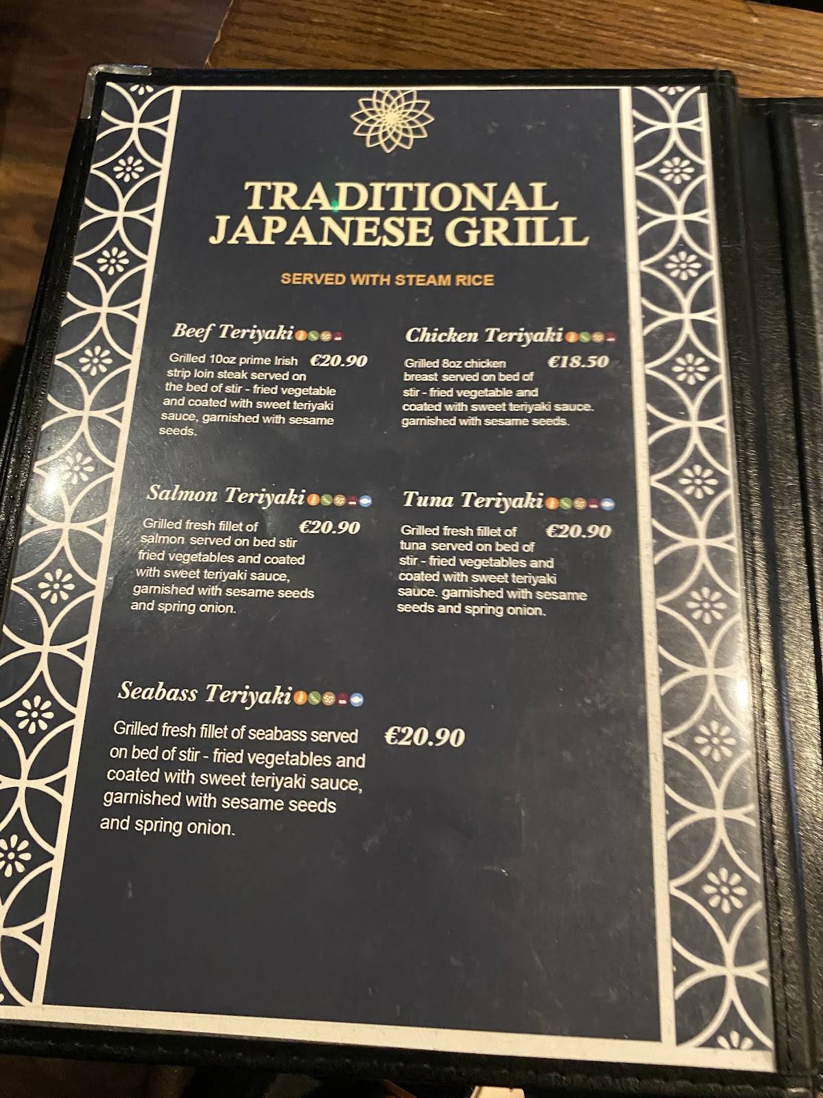 Menu at Atami restaurant, Dundalk, 19 Park St