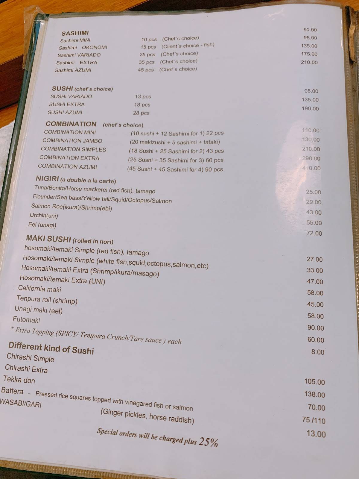 Menu em Azumi Cozinha Autentica Japonesa restaurante, Rio de Janeiro