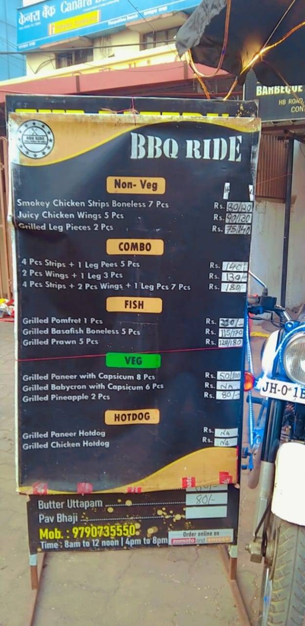 Menu at BBQ Ride Ranchi, Ranchi, Swami Vivekananda Path
