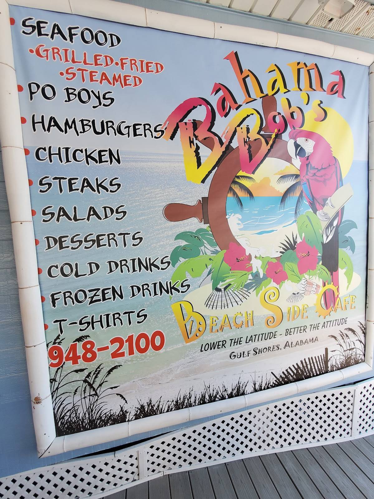 Menu at Bahama Bob's Beach Side Cafe, Gulf Shores