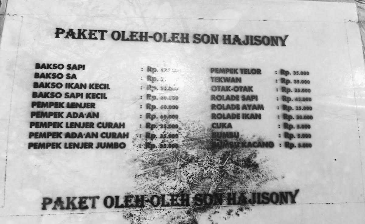 Menu at Bakso Sonhaji Sony - Raden Intan restaurant, Bandar Lampung