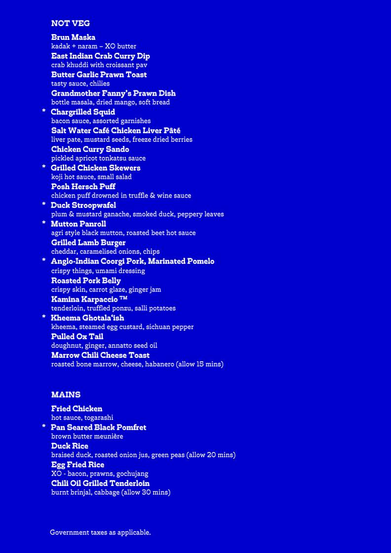 Menu at Bandra Born, Mumbai