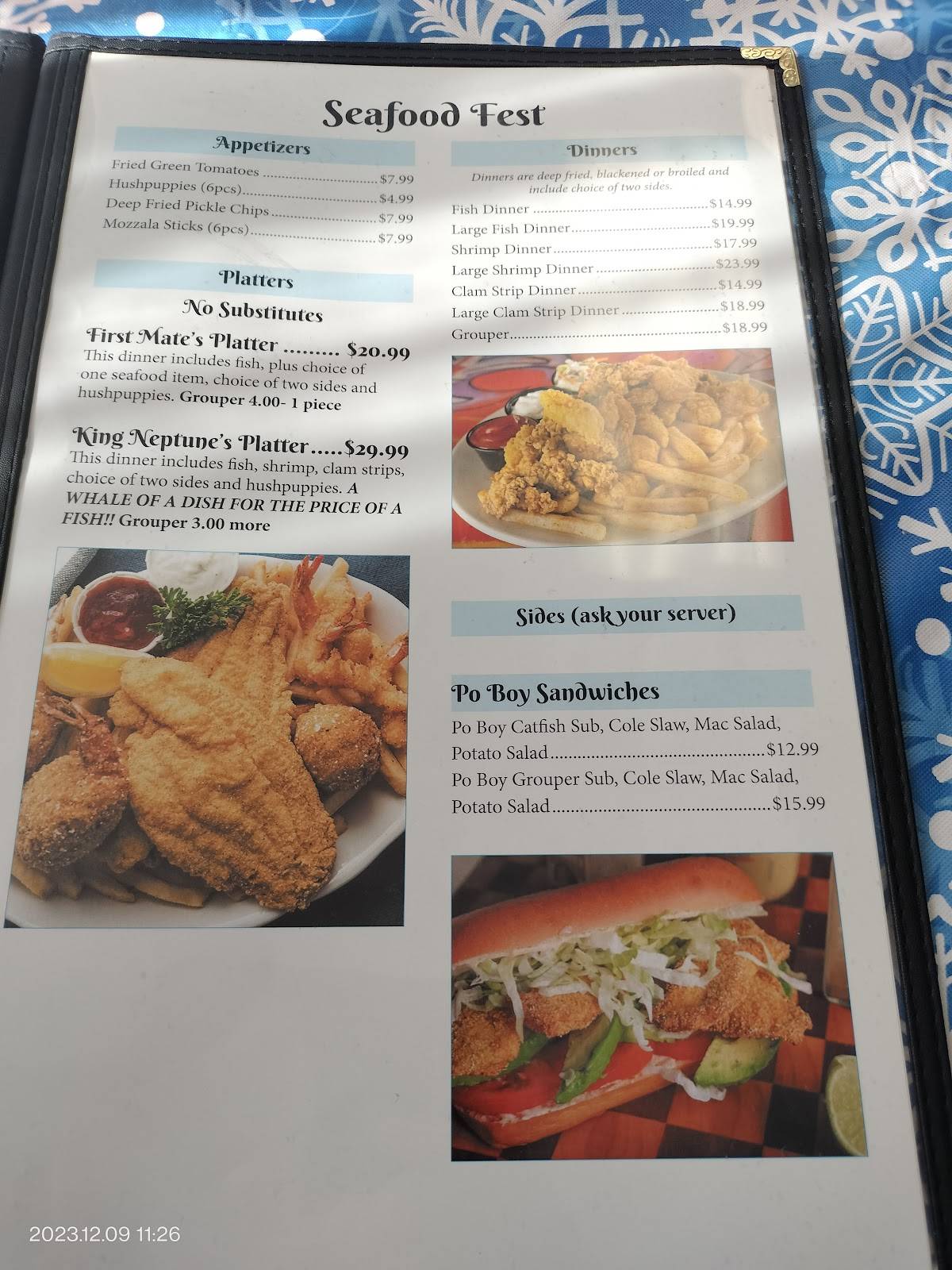 Menu at Barbara's Family Restaurant, Ruskin
