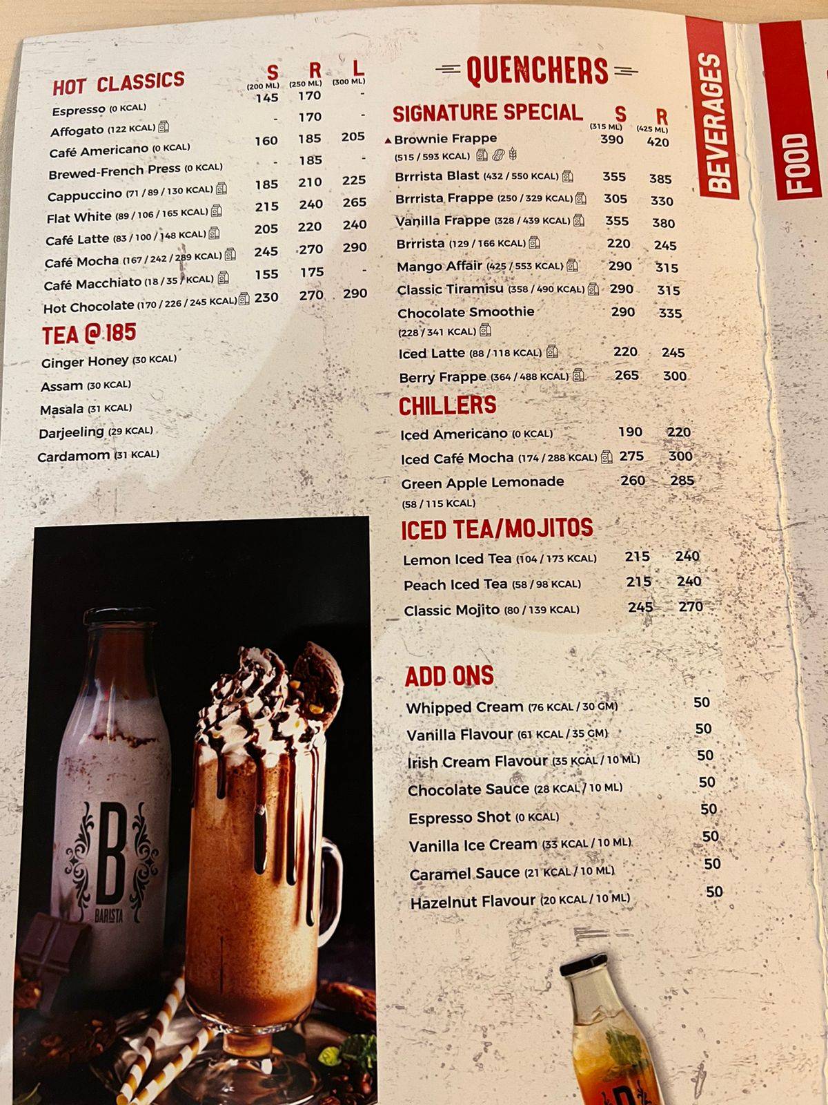 Menu at Barista @ AMB Mall, Hyderabad, Lower Ground Floor