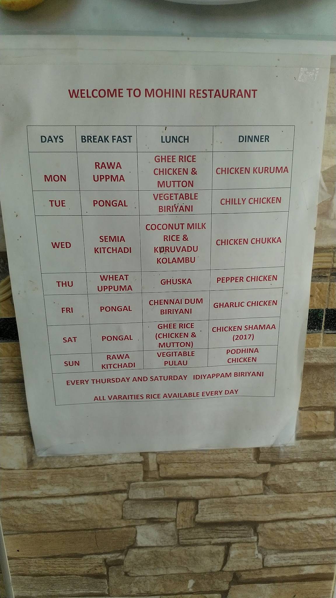 Menu at Basha Bhai MADRAS CORNER RESTAURANT, Abu Dhabi, TOURIST CLUB ...