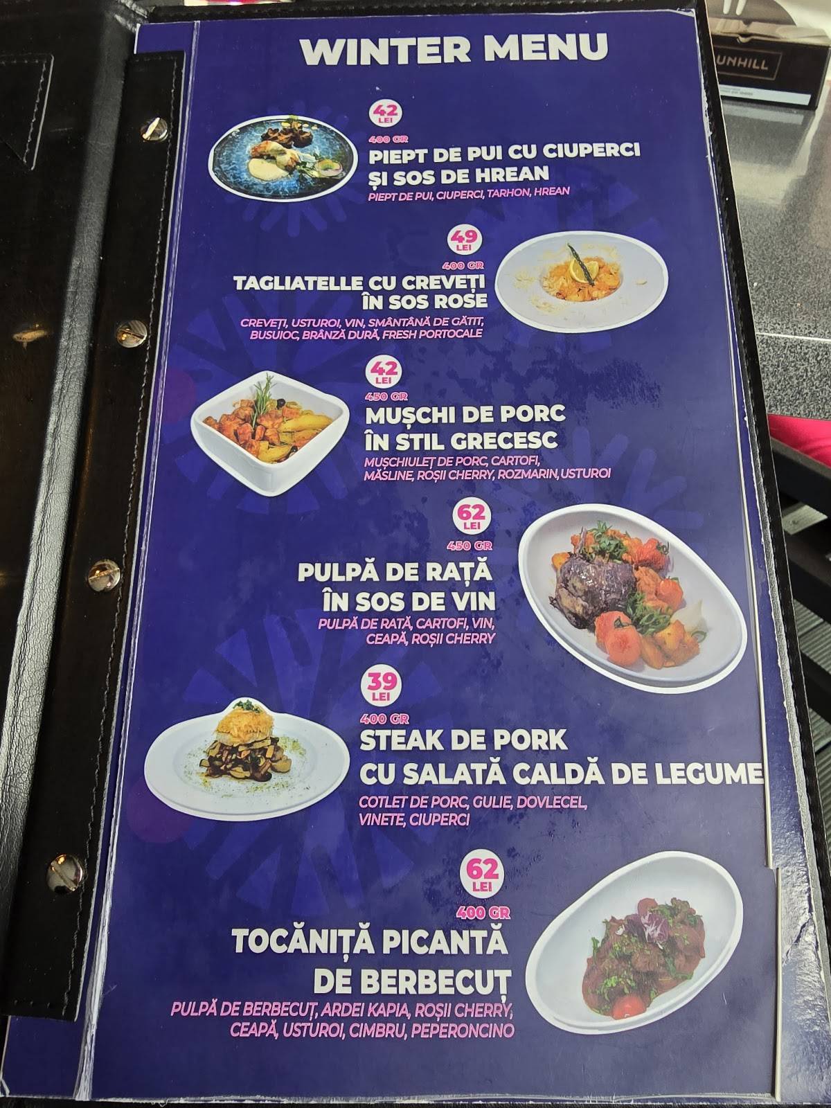 Menu at Bistro Aha, Brașov