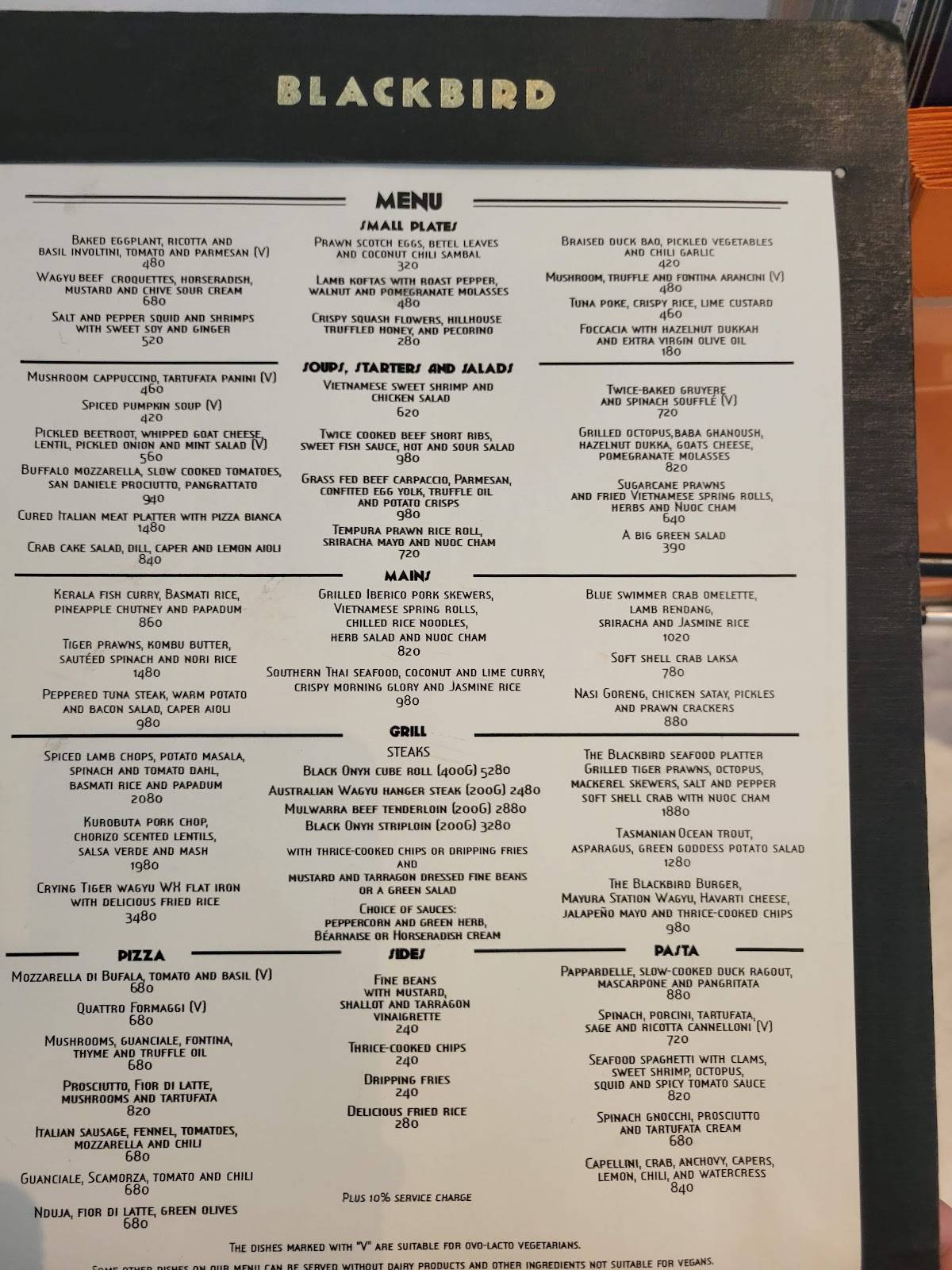 Menu at Blackbird Makati restaurant, Makati, 1229 Makati Ave