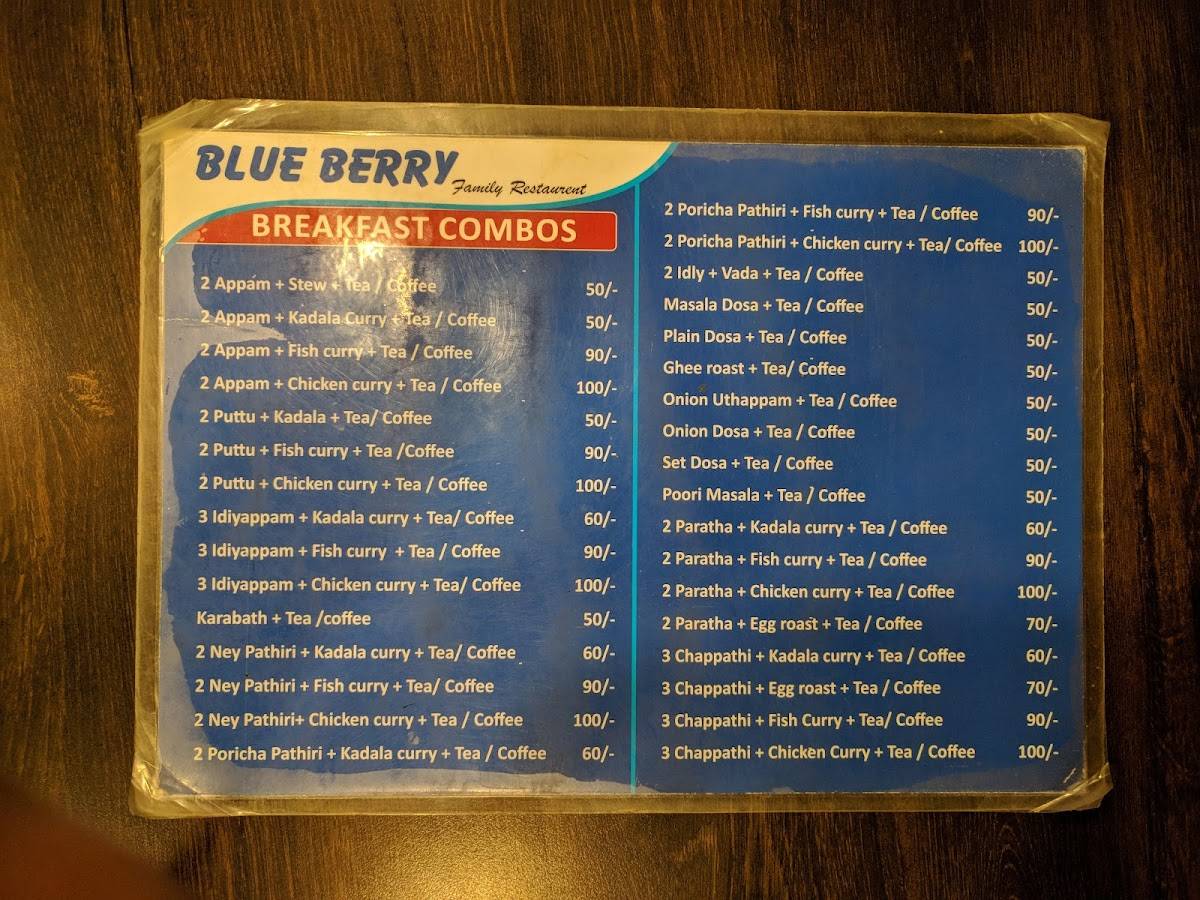 Menu at Blue Berry Restaurant, Bengaluru, 56