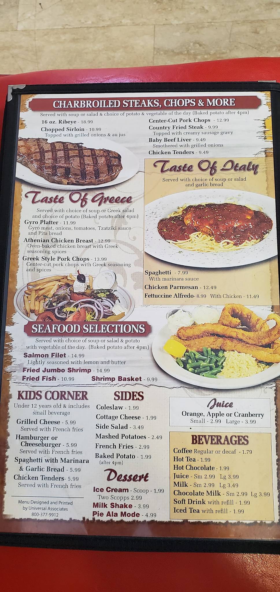 Menu at Blue Ribbon Diner restaurant, Wauseon