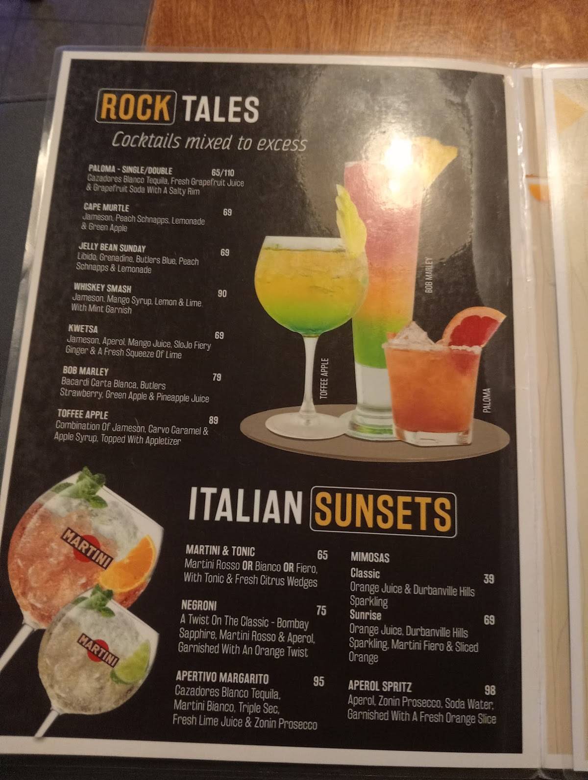 Menu at Bossa Castle Walk restaurant, Pretoria