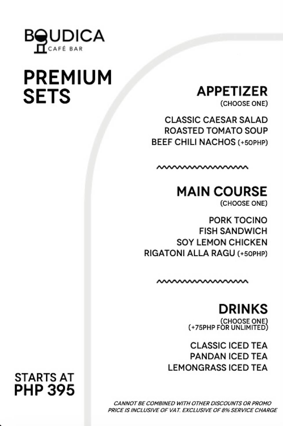 Menu at Boudica Café Bar - SM Mega Tower Megamall, Mandaluyong