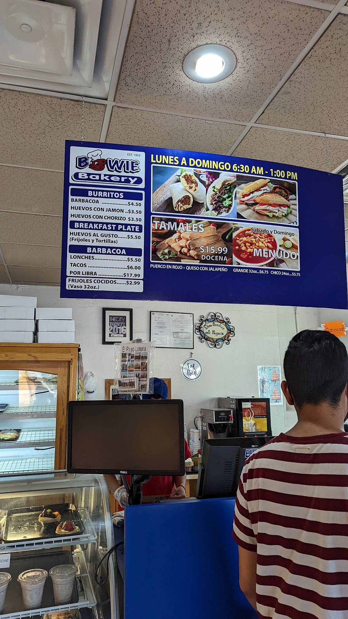 Menu at Bowie Bakery, El Paso, 901 Park St
