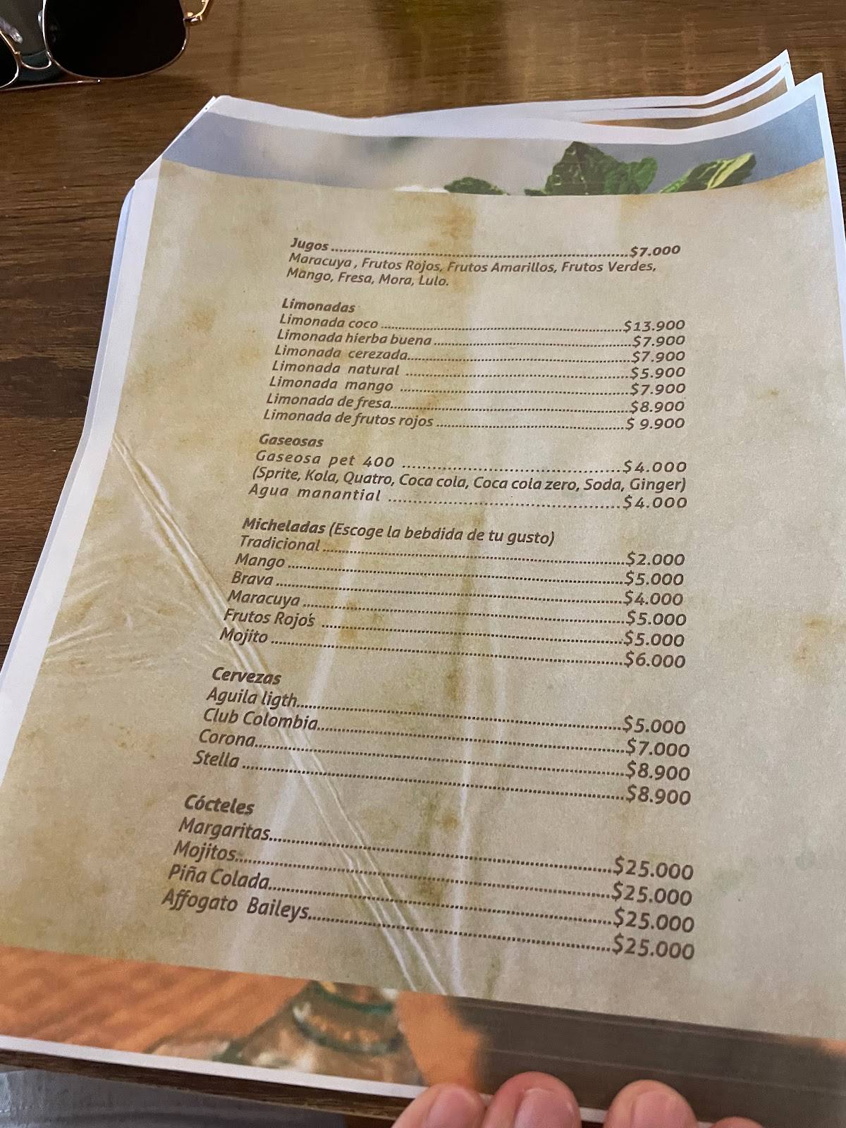 Menu at Brasa Brava restaurant, Valledupar