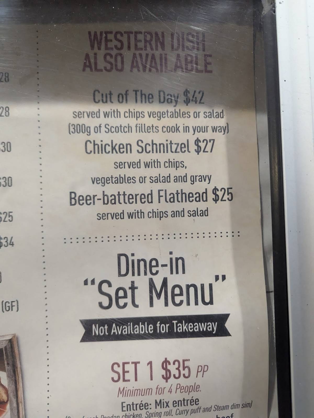 Menu at Bridge street Thai restaurant, Muswellbrook
