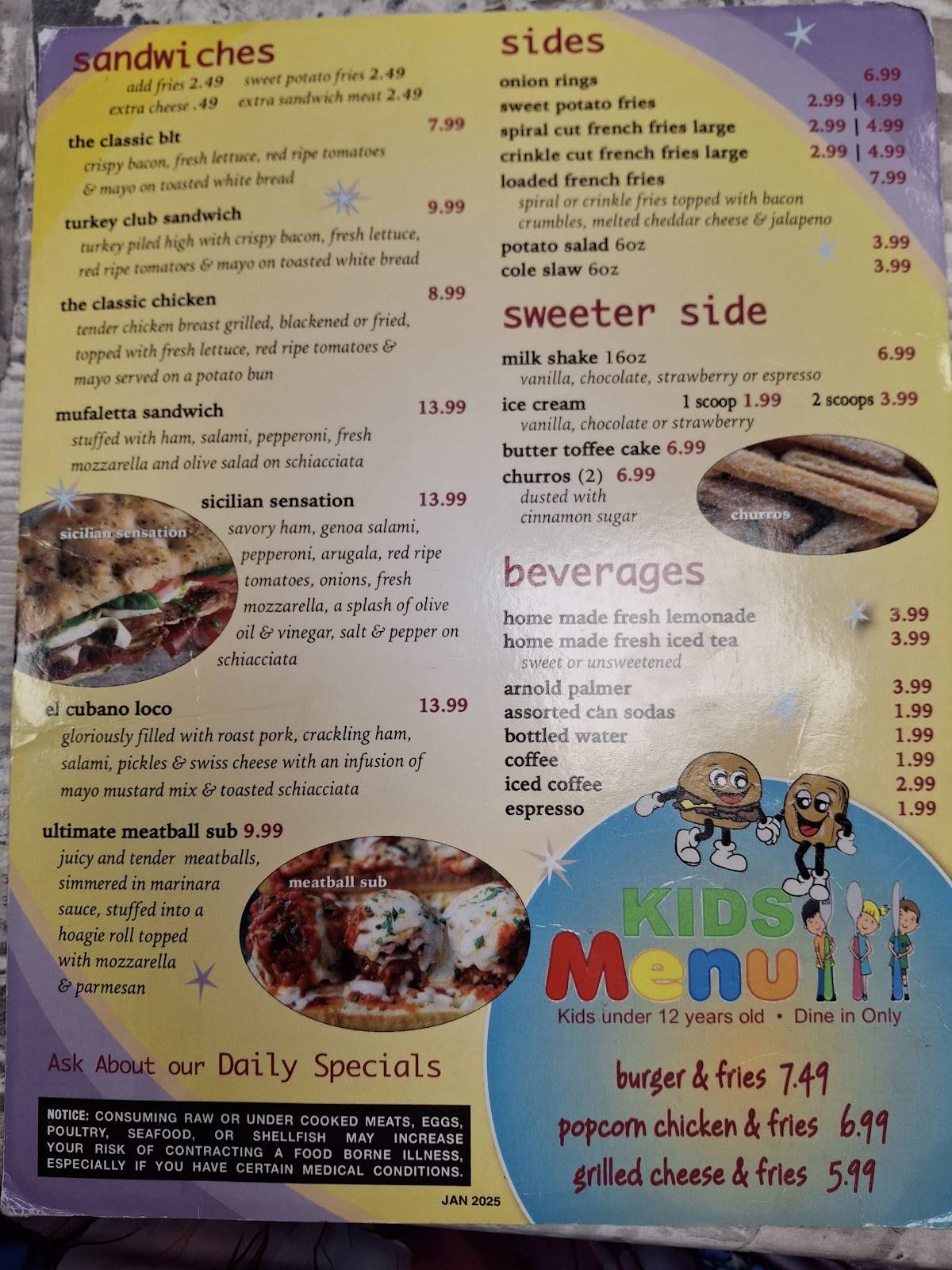 Menu at Burgers, beignets and more restaurant, Tarpon Springs