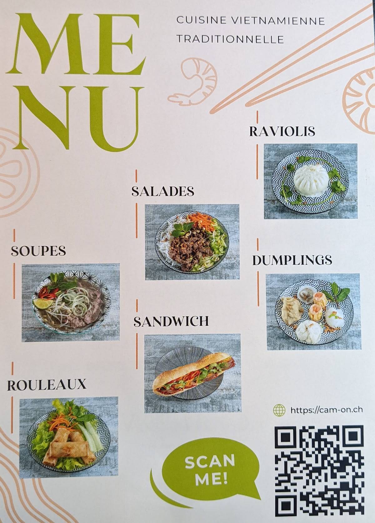 Menu at CAM-ON, Nyon