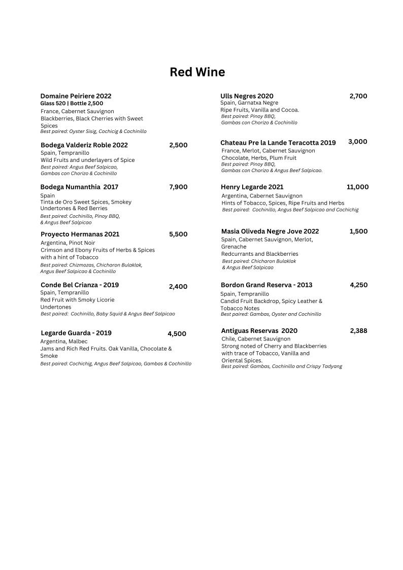 Menu at COCHI by Marvin Agustin restaurant, Taguig